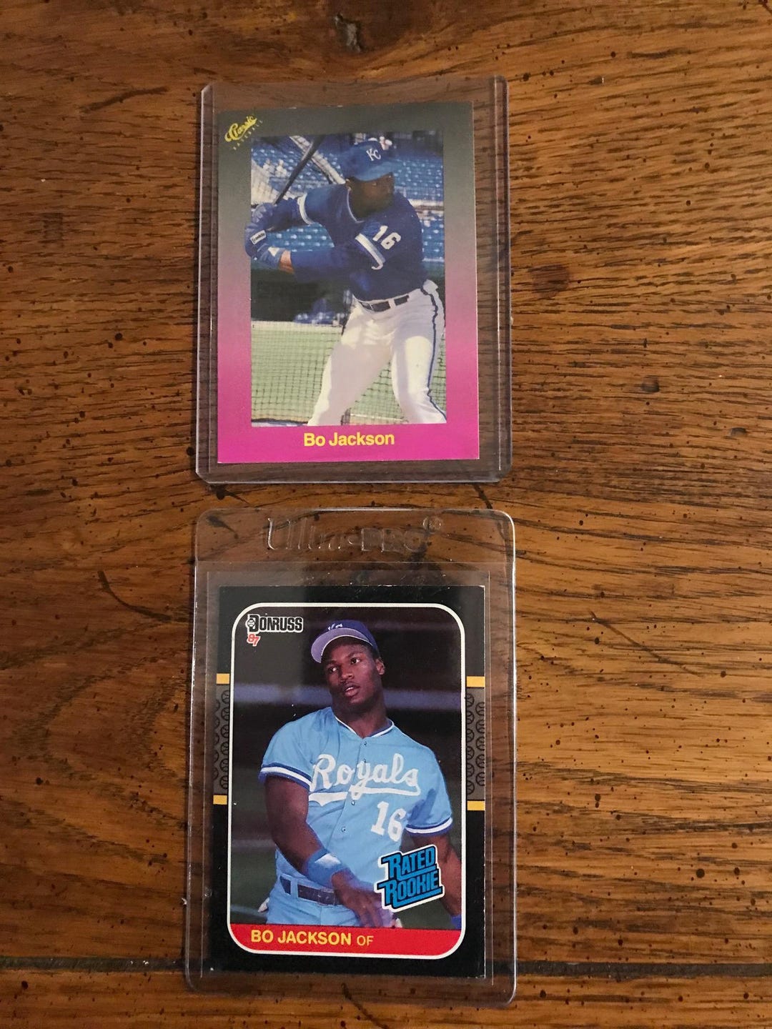 Bo Jackson 1987 Rated Rookie and 1989 Classic Baseball Cards (as ...