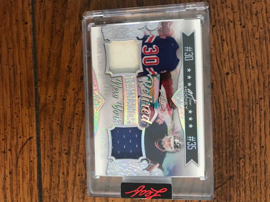Mike Richter Henrick Lundovist Numbered 2/2 Leaf Remnants Hockey Card ...