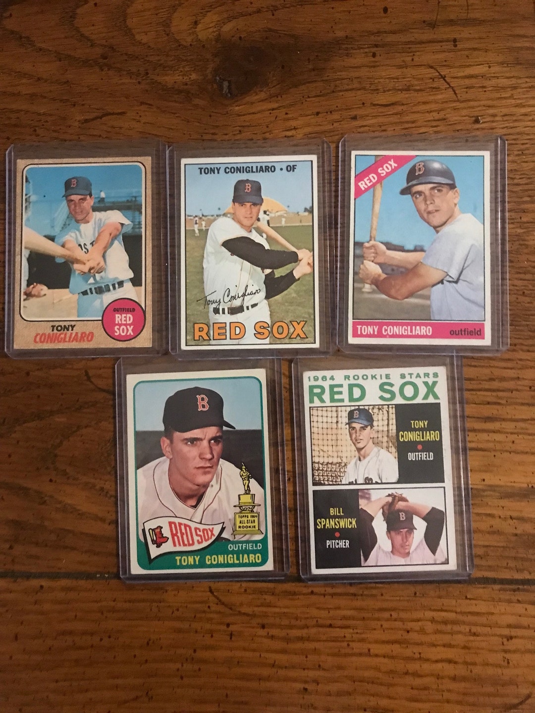 Tony Conigliaro 5 Different Baseball Cards Including Rookie (original ...