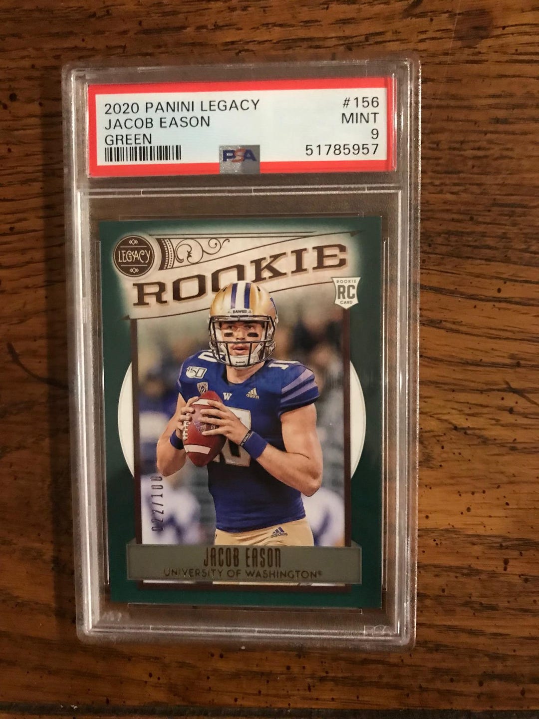 Jacob Eason PSA 9 Panini Legacy Green Football Card (original Issue ...