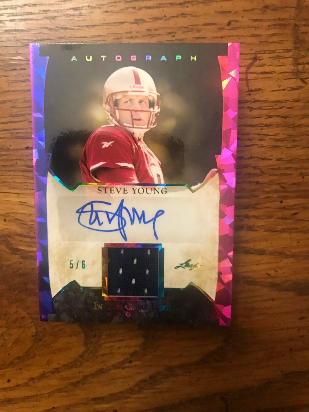 Steve Young 5/6 Autograph Leaf Football Game Used (original Issue) (as ...