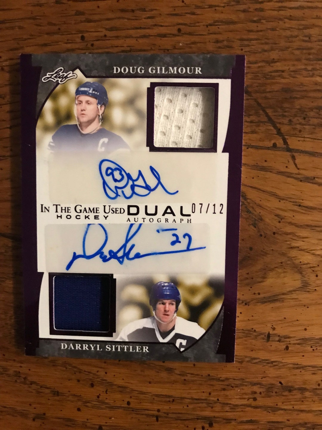 Doug Gilmour and Darryl Sittler 7/12 Dual Autographs and Patches Leaf ...