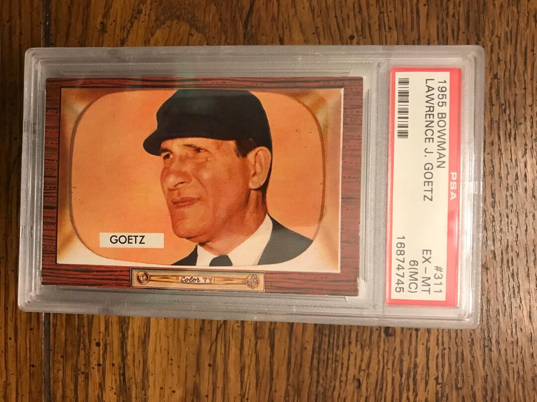 Lawrence Goetz Umpire PSA 6 (MC) 1955 Bowman Baseball Card (original ...
