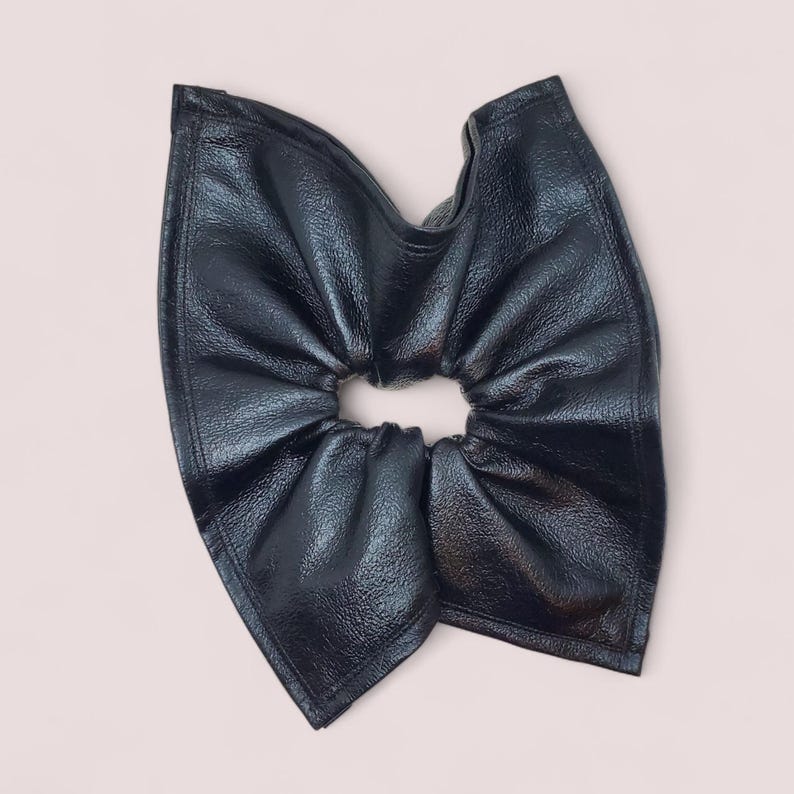 Plain Elain Black/silver Studded Faux Leather Square Scrunchie/ Hair ...
