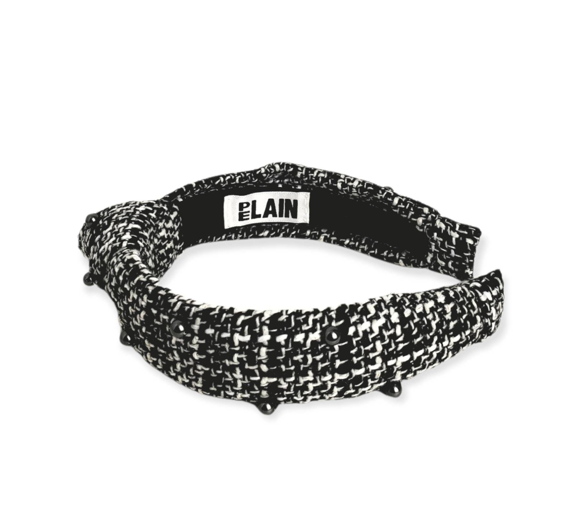Plain Elain Black/white Tweed Embellished Knotted Headband tessa - Etsy