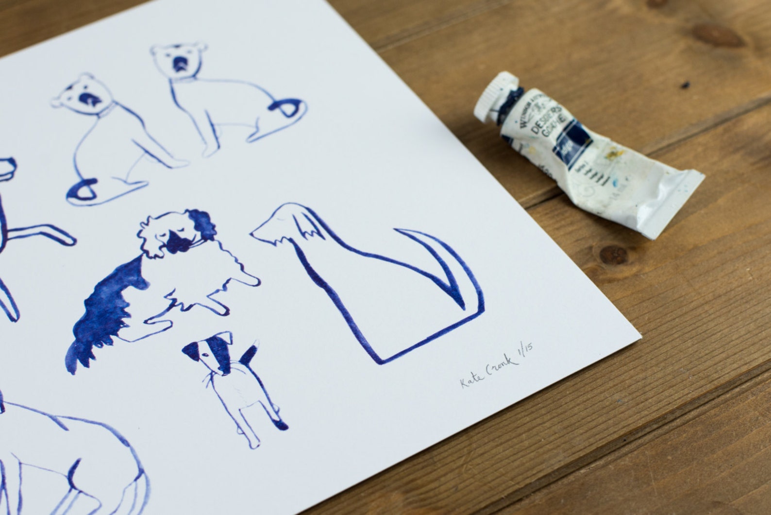Posh Dogs A4 Print - Staffordshire Dogs, Blue and White Ink - Etsy
