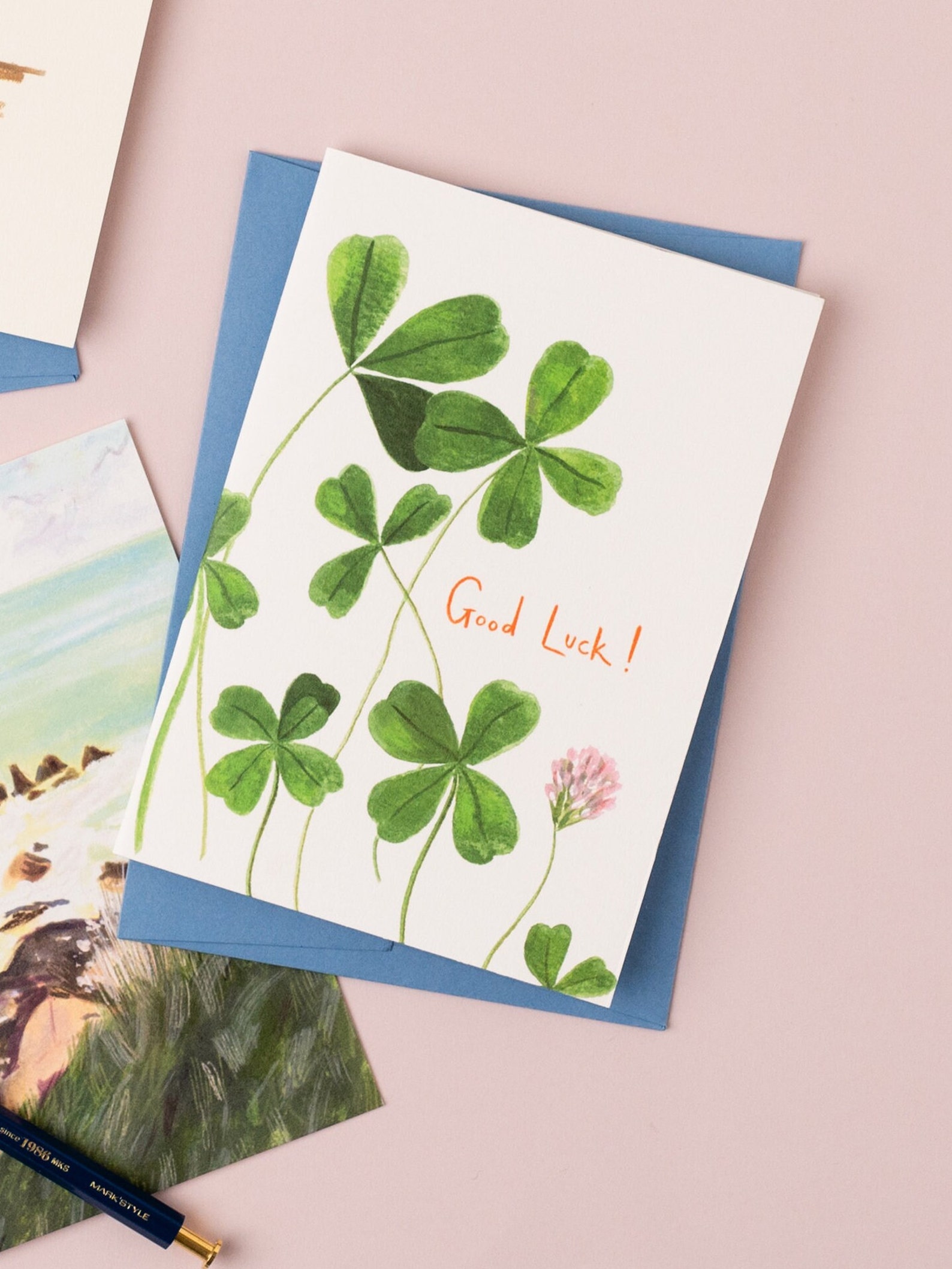 Good Luck Four Leaf Clover Card - Etsy