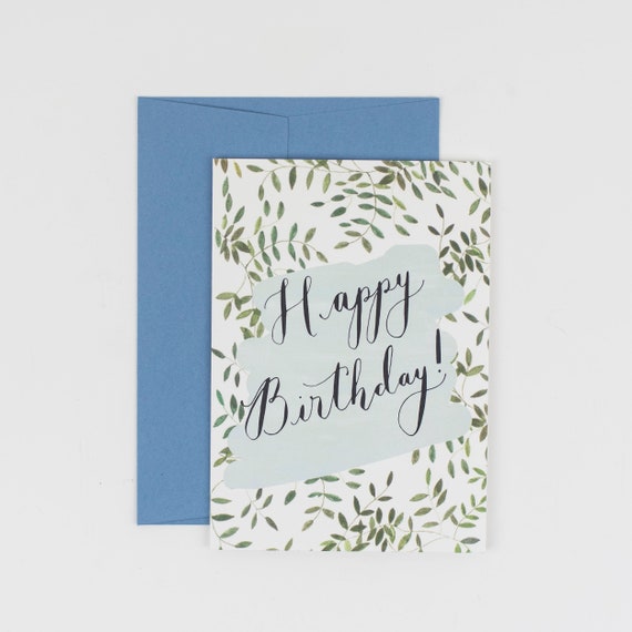 Happy Birthday Botanical Greetings Card Illustrated | Etsy