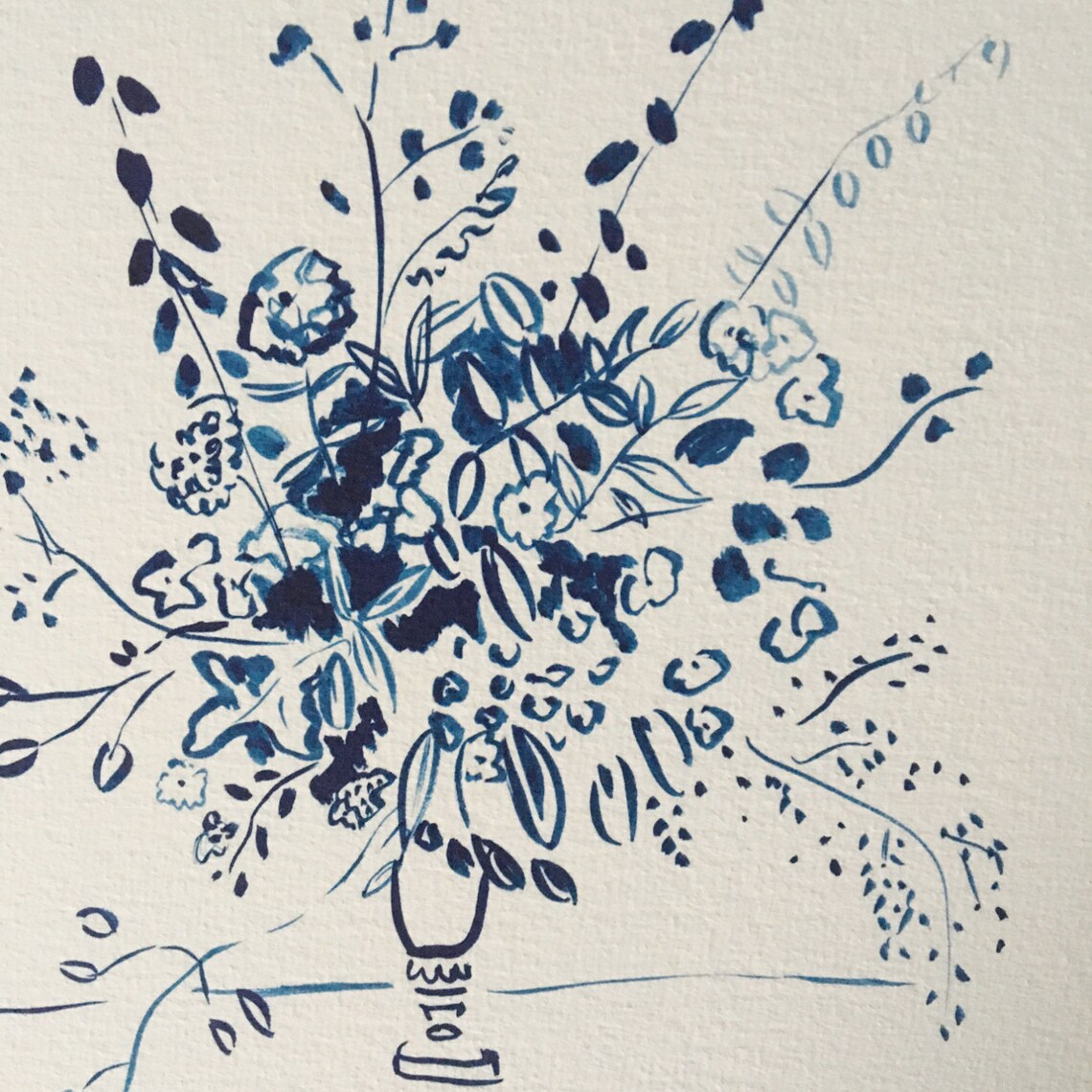 Blue Bouquet Vase Print - Etsy