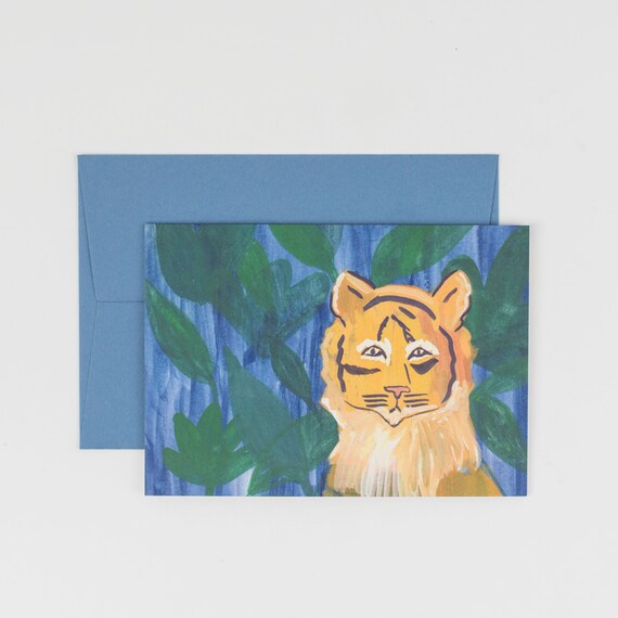 Tiger Card Illustrated Quirky Greeting Card Illustration | Etsy