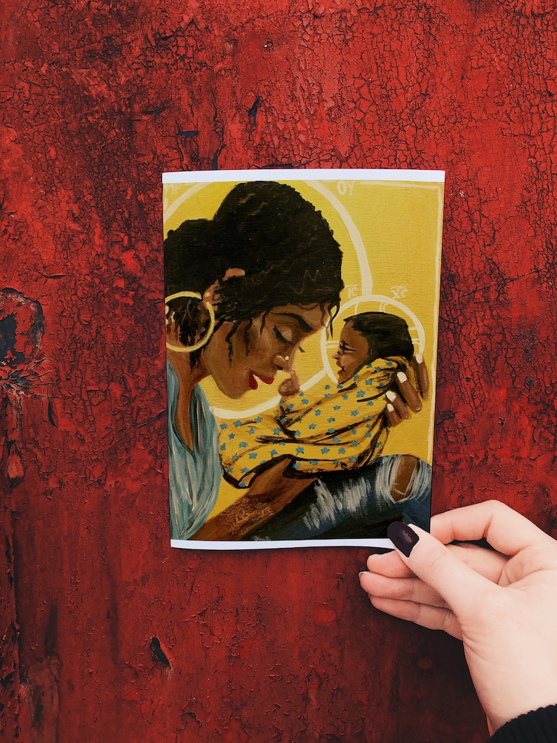 Mary & Jesus Modern Icon 5"x7" Print - Etsy