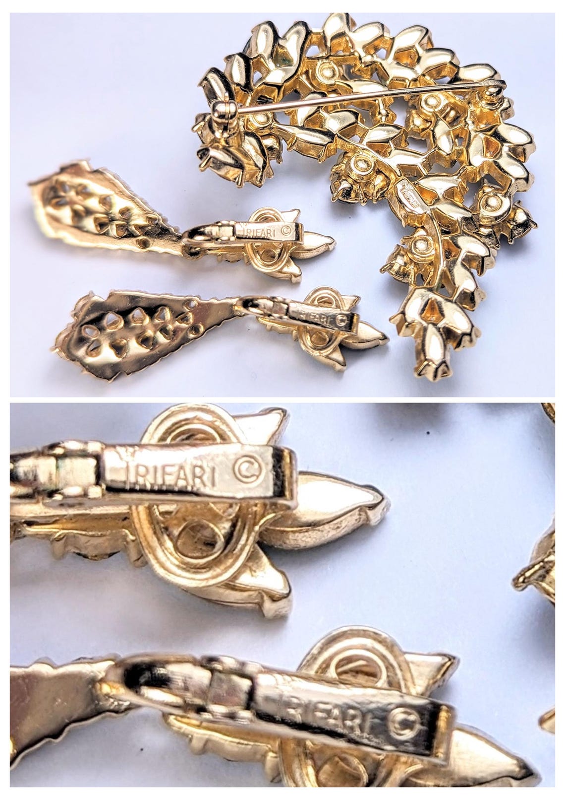 Vintage Crown Trifari Contessa Line Brooch & Earrings Set - Etsy