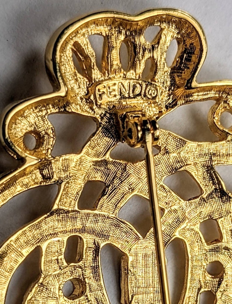 RARE Vintage Fendi Gold Toned Victorian Revival Brooch - Etsy