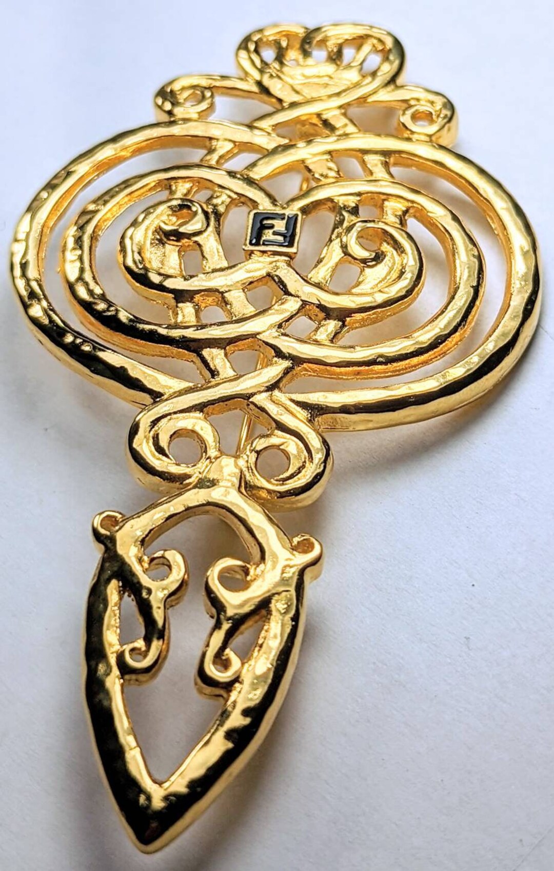 RARE Vintage Fendi Gold Toned Victorian Revival Brooch - Etsy