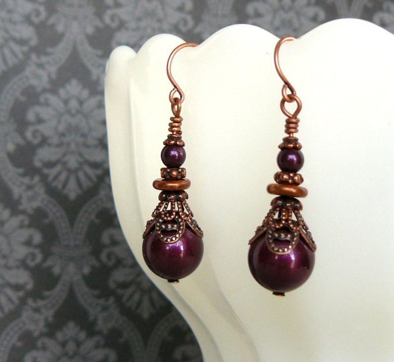 Plum Pearl Earrings Blackberry Swarovski Elements Crystal - Etsy