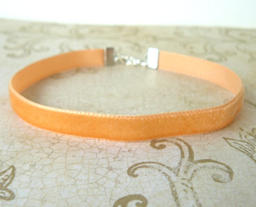 Narrow Apricot Choker Thin Light Orange Velvet Choker Peach - Etsy