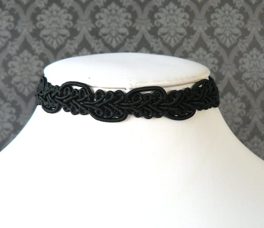 Black Choker Jet Black Lace Choker Black Vintage Style Goth - Etsy