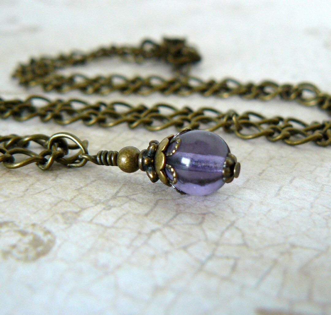 Lavender Necklace, Light Purple Pendant, Vintage Style Jewelry, Lilac ...