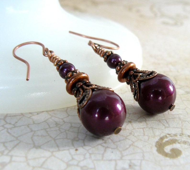 Plum Pearl Earrings Blackberry Swarovski Elements Crystal - Etsy