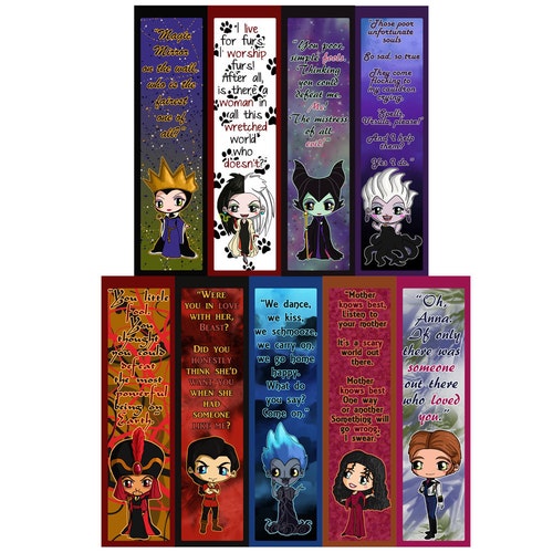 Disney Villains Chibi Bookmarks Maleficent the Evil Queen - Etsy