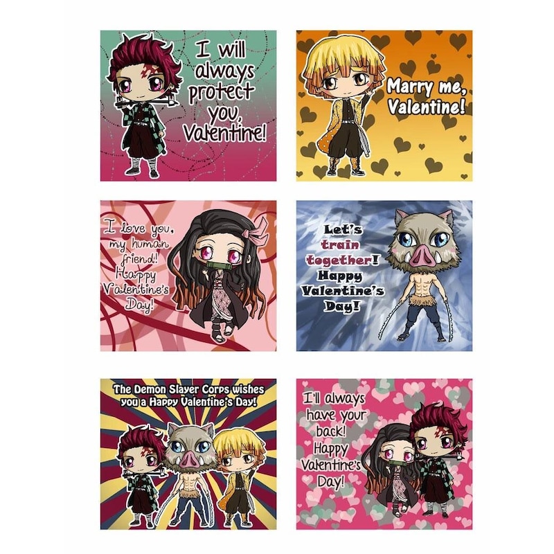 Demon Slayer Valentines Day Cards - Etsy