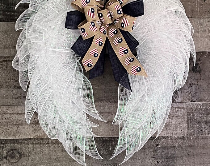 Memorial Day Wreath Angel Wing Wreath Front Door Wreath Military Wreath Everyday Wreath
