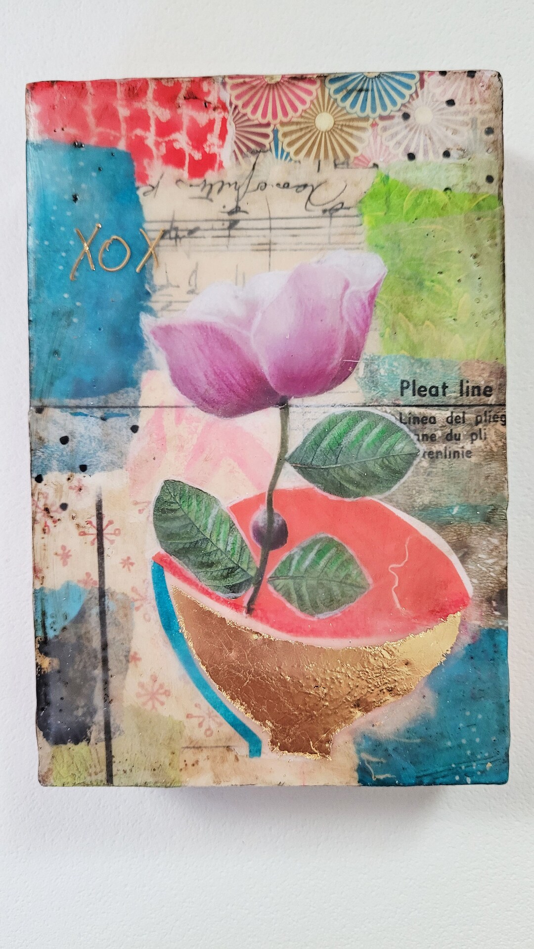 The Golden Bowl - Original Mixed Media Encaustic Painting - Flowers ...