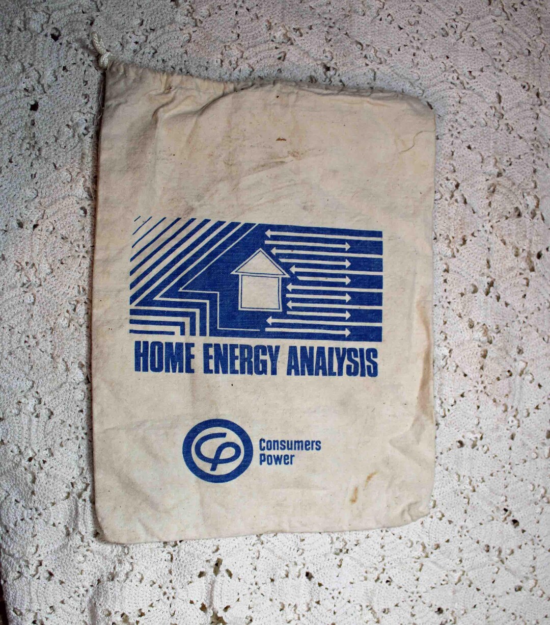 Vintage Home Energy Analysis Consumers Power Fabric Bag ,pull String ...