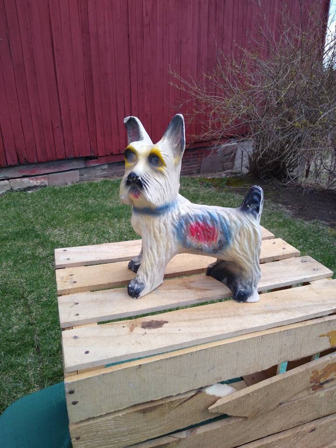 Vintage Scottie Dog Carnival Chalkware Bank, Terrier Dog, Carnival ...