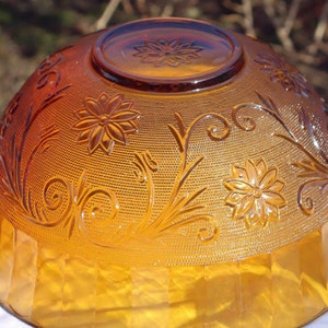 Tiara Amber Indiana Glass Sandwich Pattern Punch Bowl With 11 Cups ...