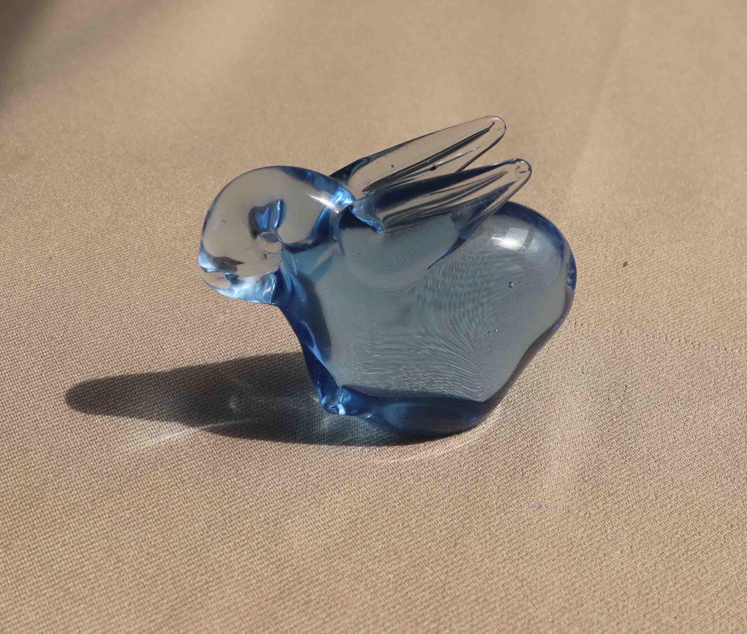 Vintage Blue Glass Rabbit Figurine: Collectible Decor - Etsy
