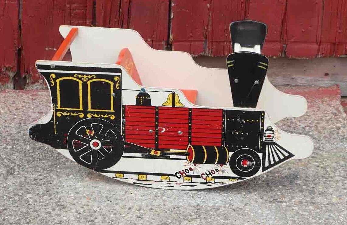 Vintage Choo Choo Train Rocking Chair Child Toy Wood | Etsy
