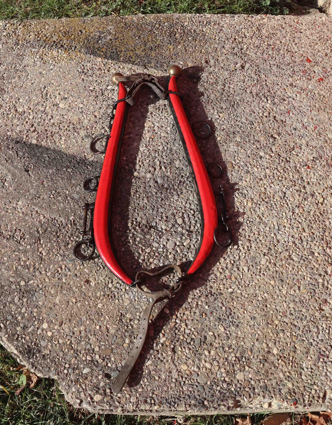 Vintage Set Wood, Metal Horse Hames,painted Red, Harness, Primitive ...