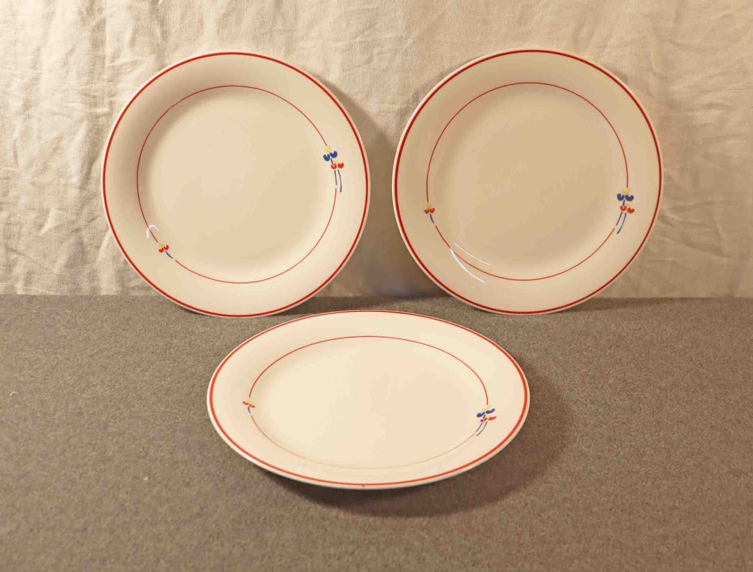 3 Lot Riva Design White Mini Tulip Print Ceramic Dinner Plates, Japan ...