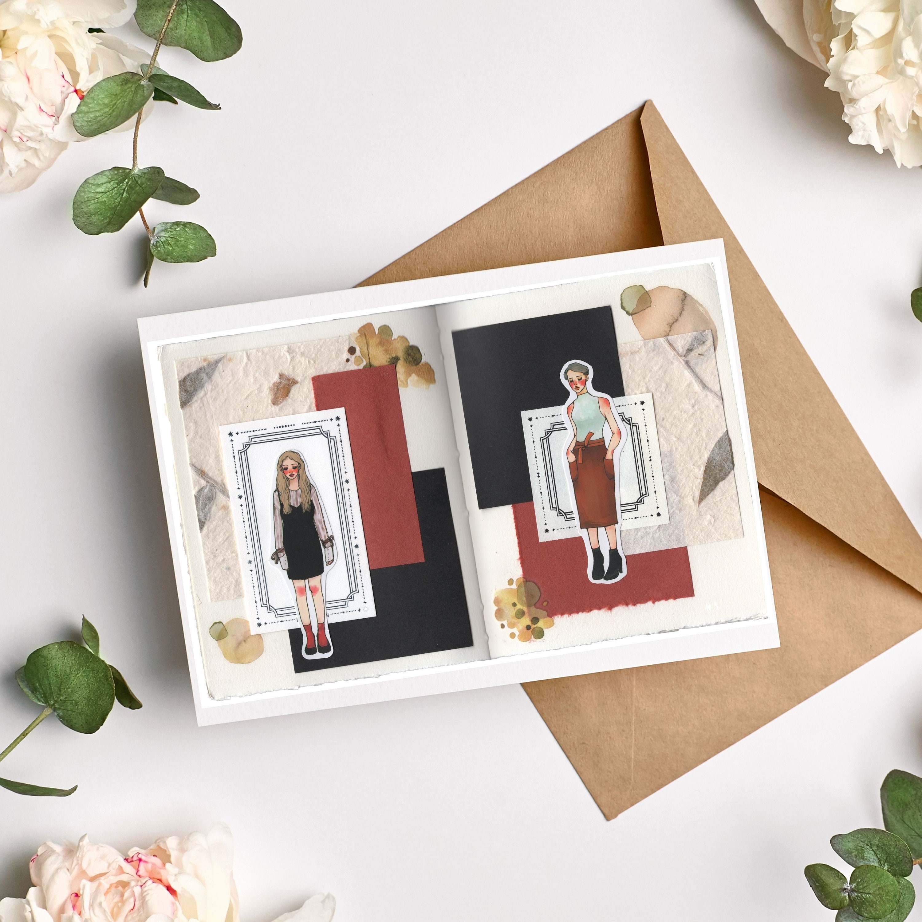 Set of 6 Greeting Cards, Monotone Collage Cards - Etsy