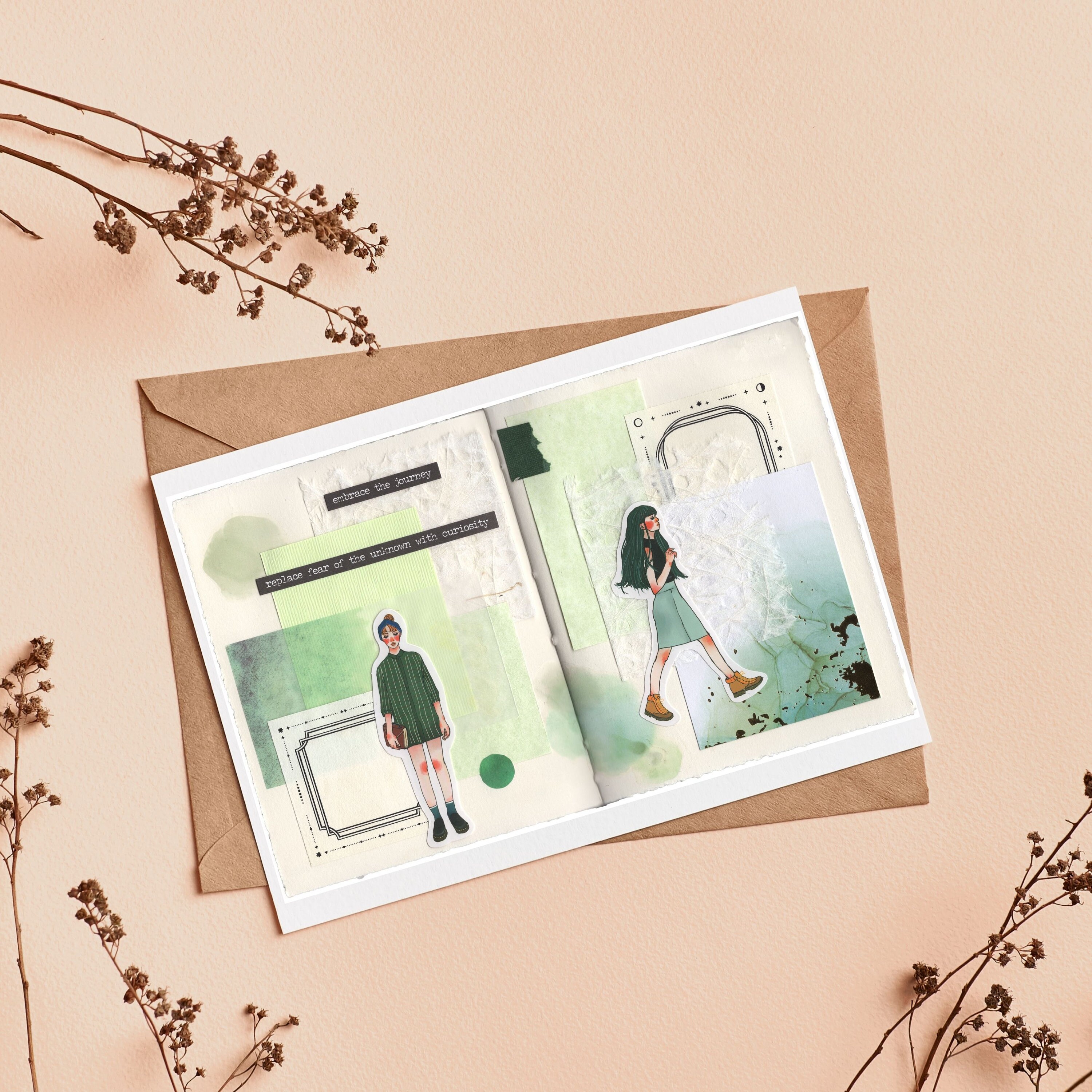 Set of 6 Greeting Cards, Monotone Collage Cards - Etsy