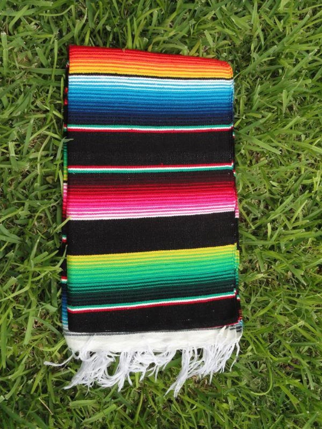Black Sarape Hot Rod Serape Mexican Blanket Saltillo Southwestern Beach ...
