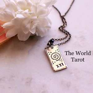 The World Tarot Card Necklace Number 21 XXI Silver Short or - Etsy