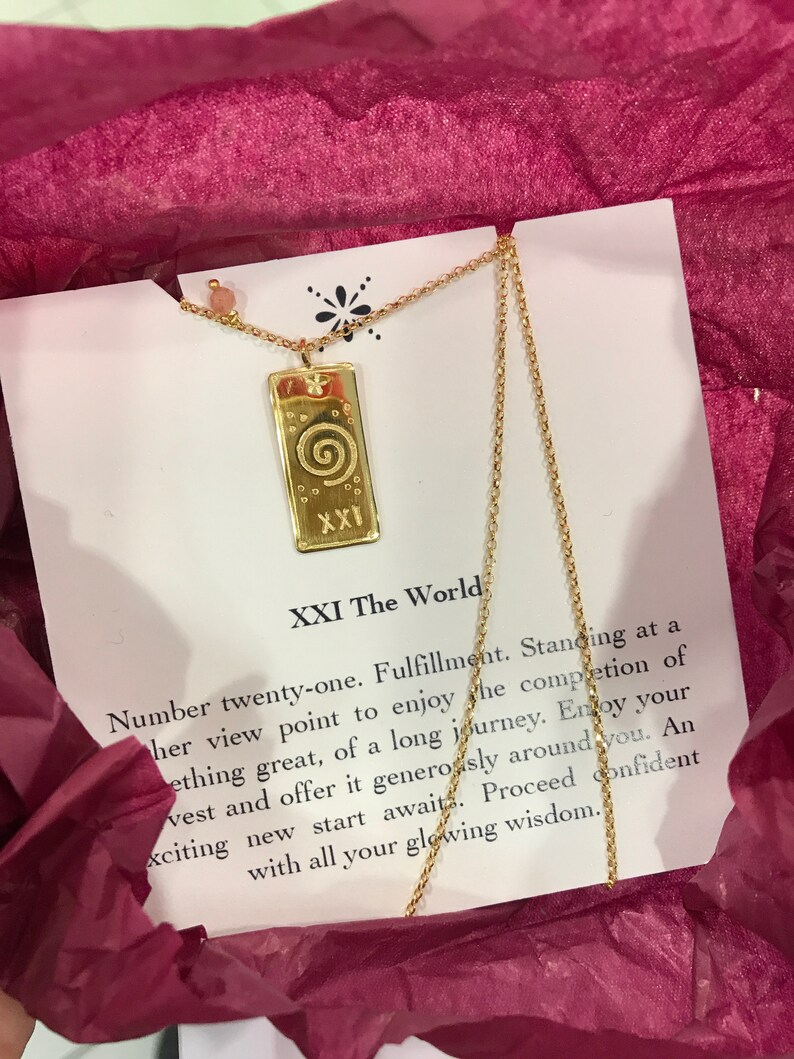 The World Tarot Card Necklace Number 21 XXI Silver or Gold | Etsy