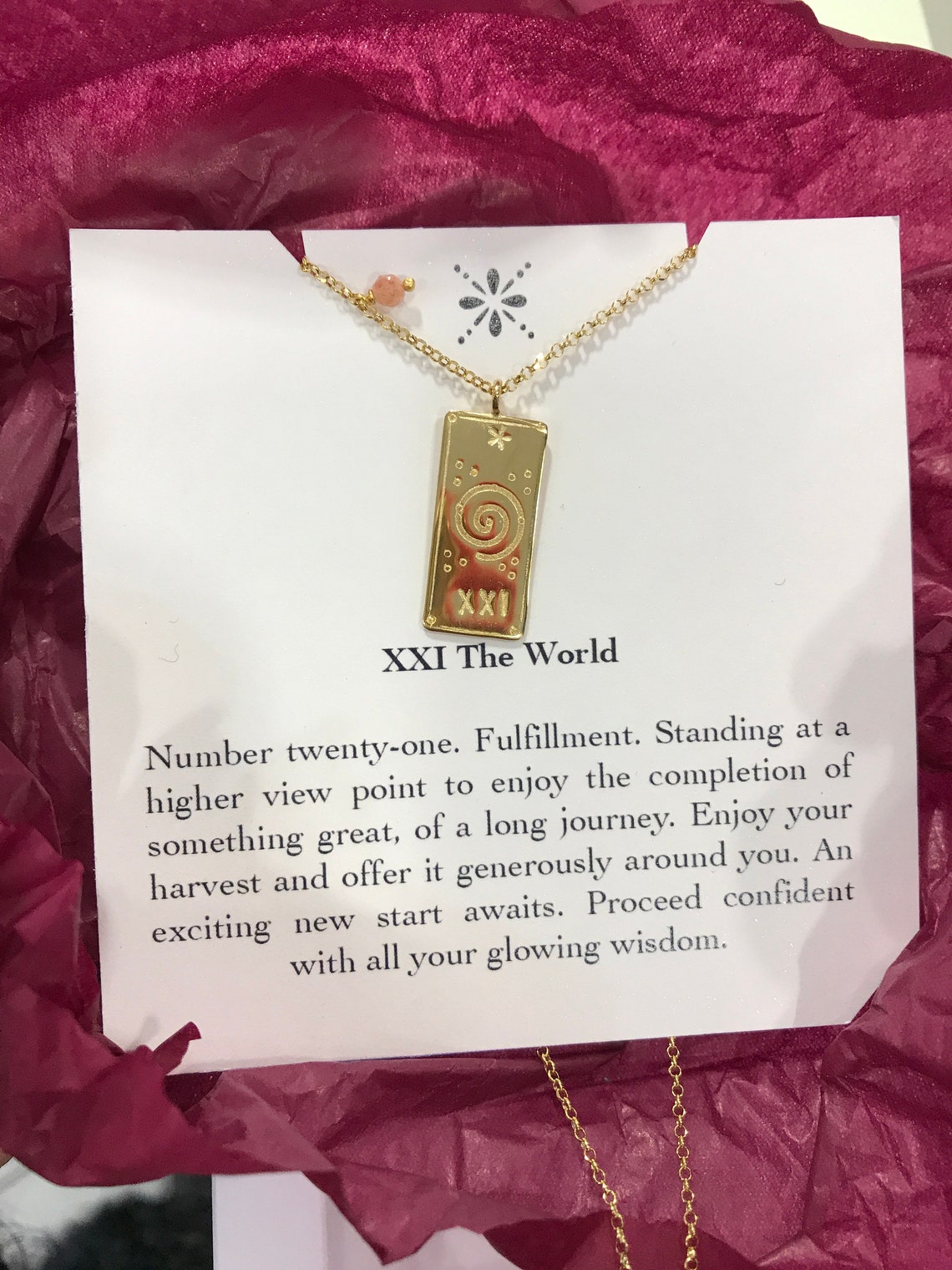 The World Tarot Card Necklace Number 21 XXI Silver or Gold - Etsy