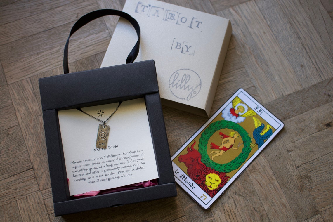 The World Tarot Card Necklace Number 21 XXI Silver or Gold - Etsy