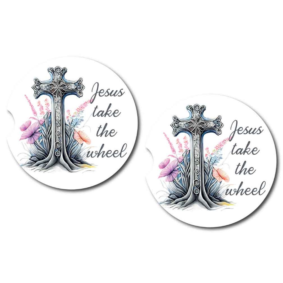 Jesus Take the Wheel Cross Car Coasters | Set of 2 Coasters #JWG And/or ...