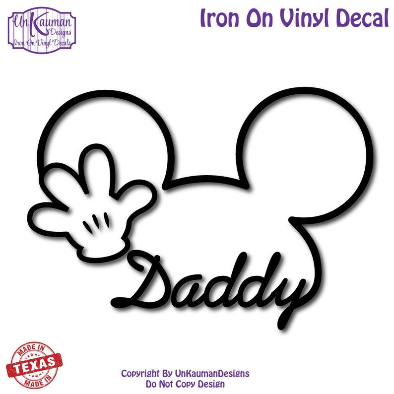 Personalized Mickey Ears w/Hand Iron On Vinyl Decals | Etsy