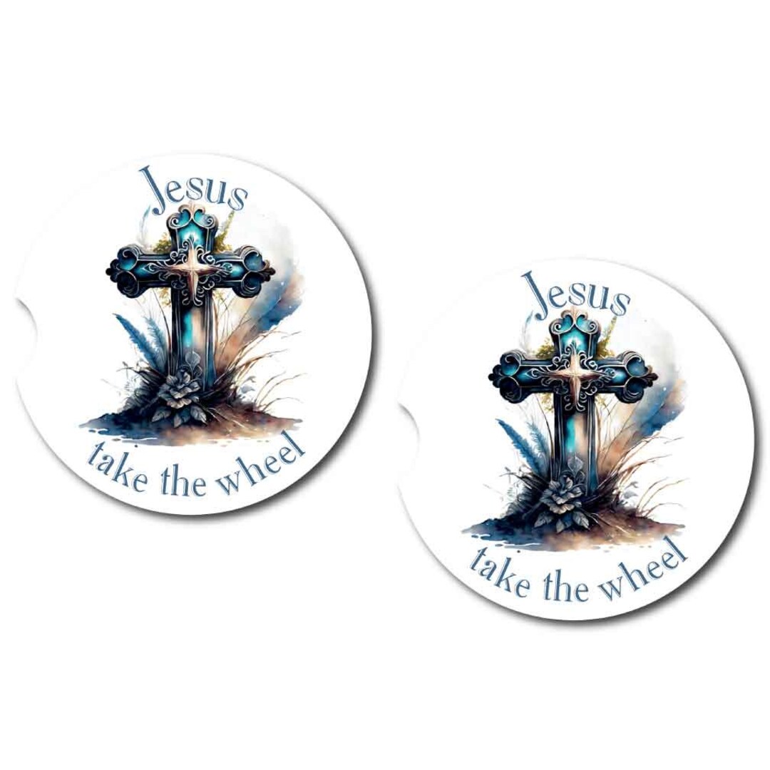 Jesus Take the Wheel Cross Car Coasters | Set of 2 Coasters #JWB And/or ...