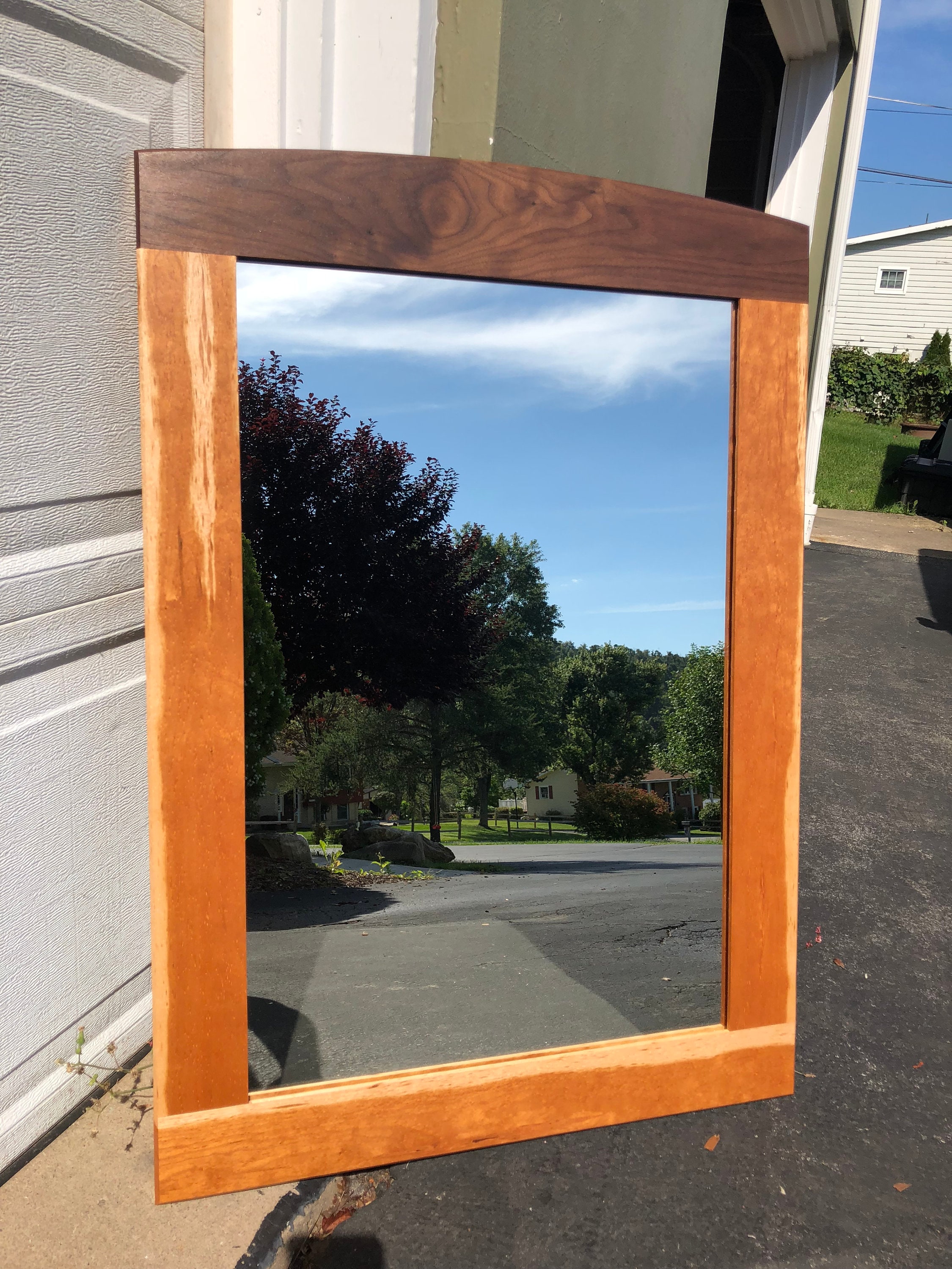 Curly Cherry and Black Walnut Mirror - Etsy