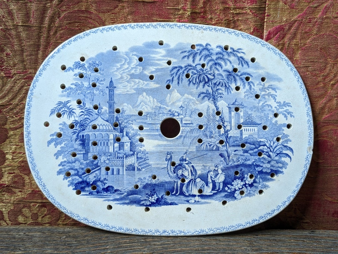 Antique Meat Drainer, Blue and White Transferware, Camels - Etsy