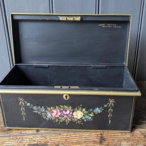 Antique Hand Painted Toleware Box With Roses - Etsy