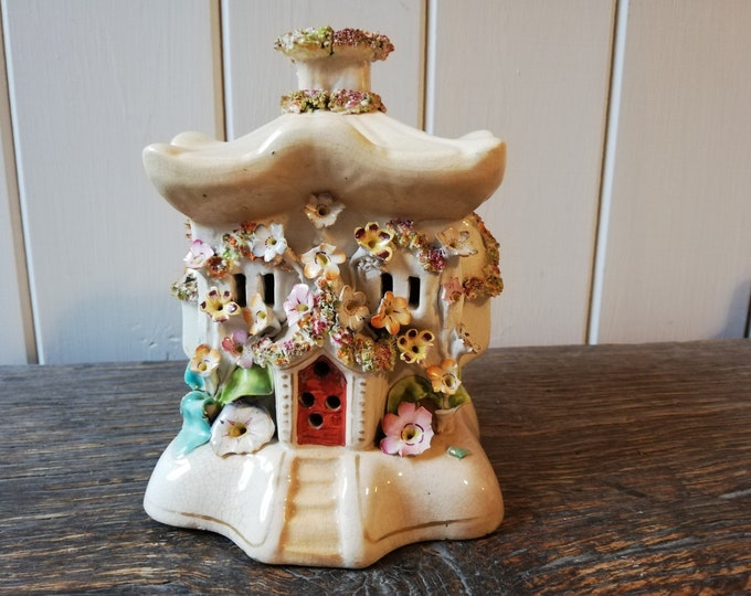 Antique Staffordshire Pottery Cottage House With Flowers - Etsy