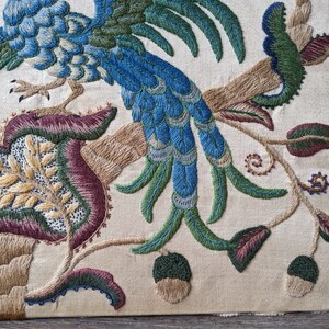 Vintage Crewel Work Embroidery With Bird - Etsy