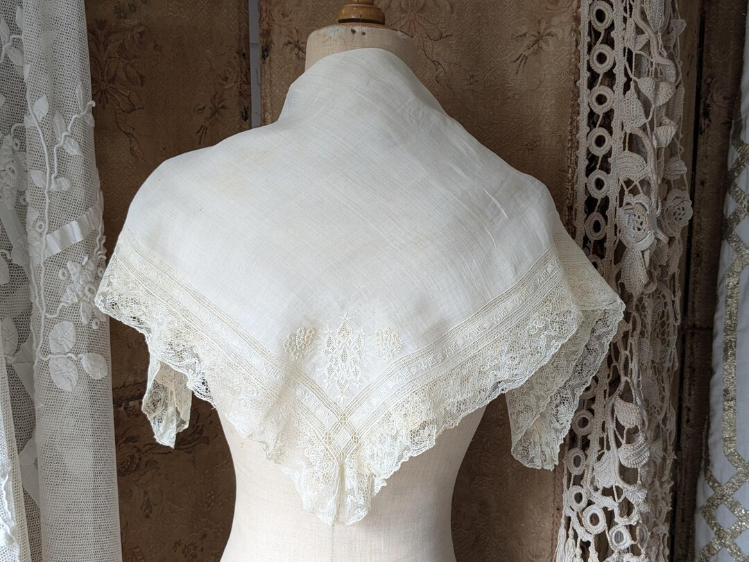 Original Georgian Muslin Fichu, Lace Trim - Etsy